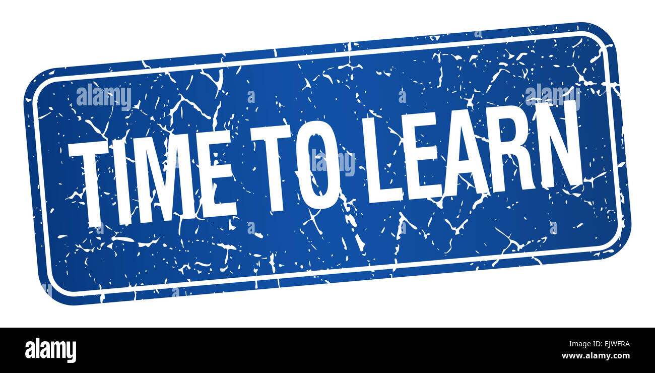 time to learn blue square grunge textured isolated stamp Stock Photo - Alamy