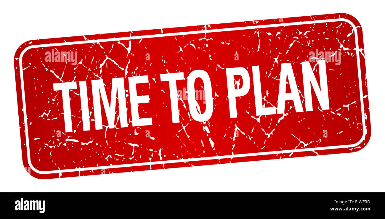 time to plan red square grunge textured isolated stamp Stock Photo - Alamy