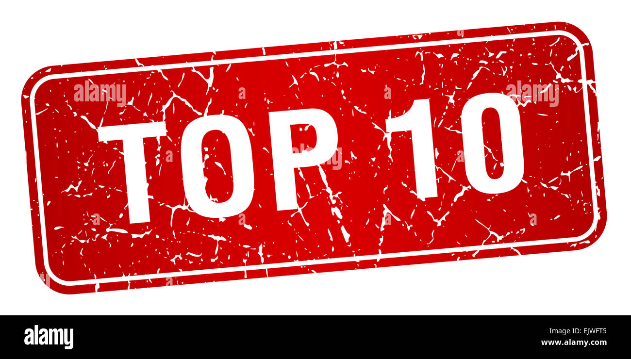 top 10 red square grunge textured isolated stamp Stock Photo - Alamy