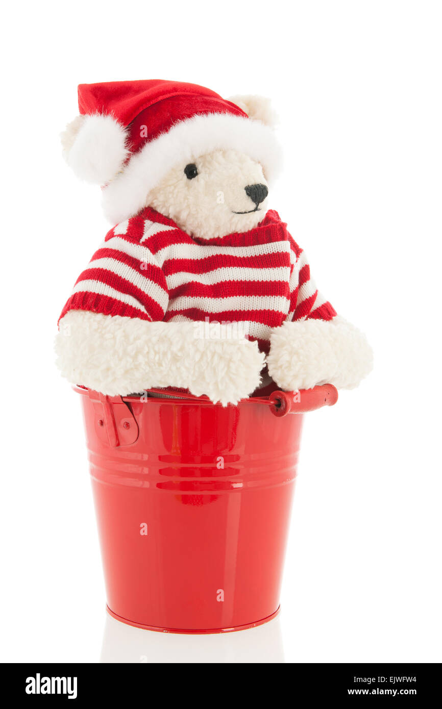 Stuffed Christmas bear isolated over white background Stock Photo - Alamy