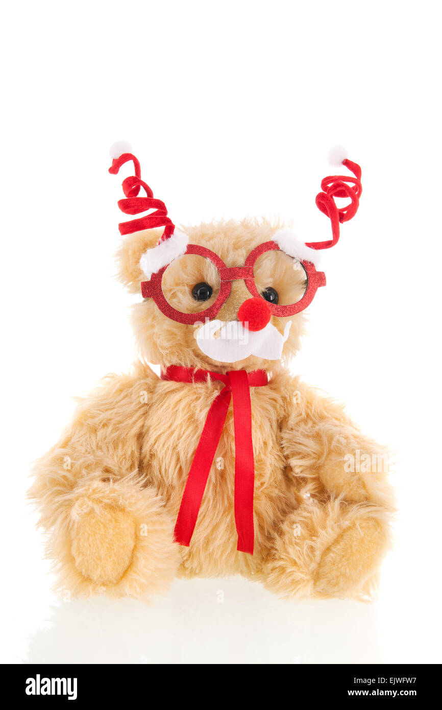 Stuffed Christmas bear isolated over white background Stock Photo - Alamy