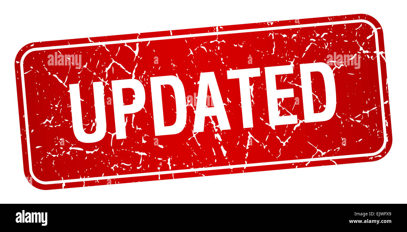 updated red square grunge textured isolated stamp Stock Photo - Alamy