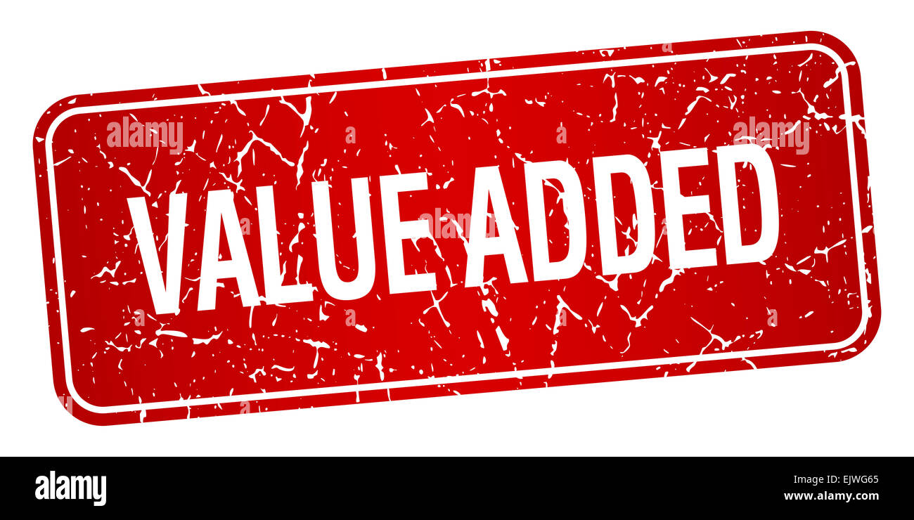 value added red square grunge textured isolated stamp Stock Photo - Alamy