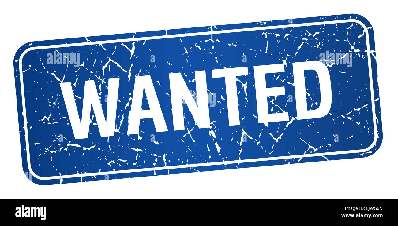 wanted blue square grunge textured isolated stamp Stock Photo - Alamy