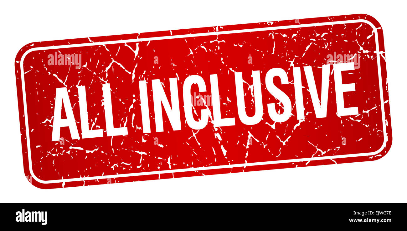 all inclusive red square grunge textured isolated stamp Stock Photo - Alamy