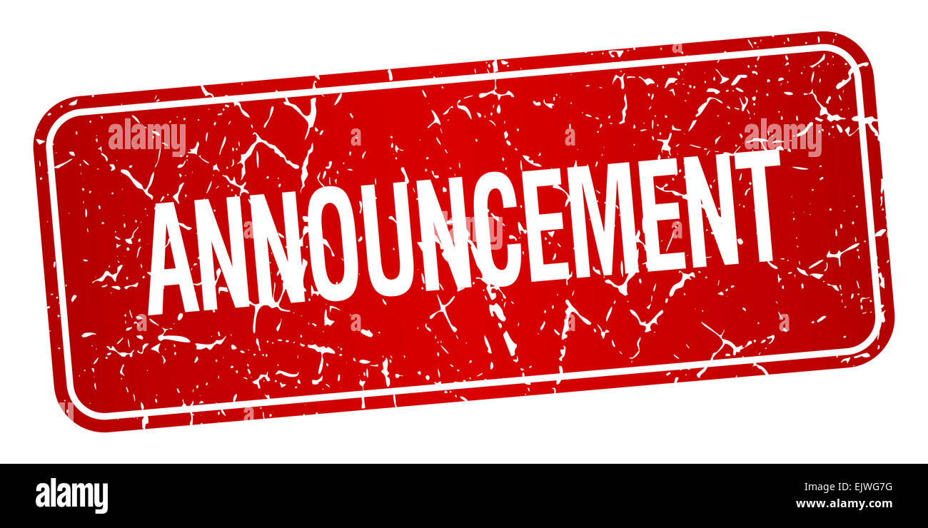 announcement red square grunge textured isolated stamp Stock Photo - Alamy