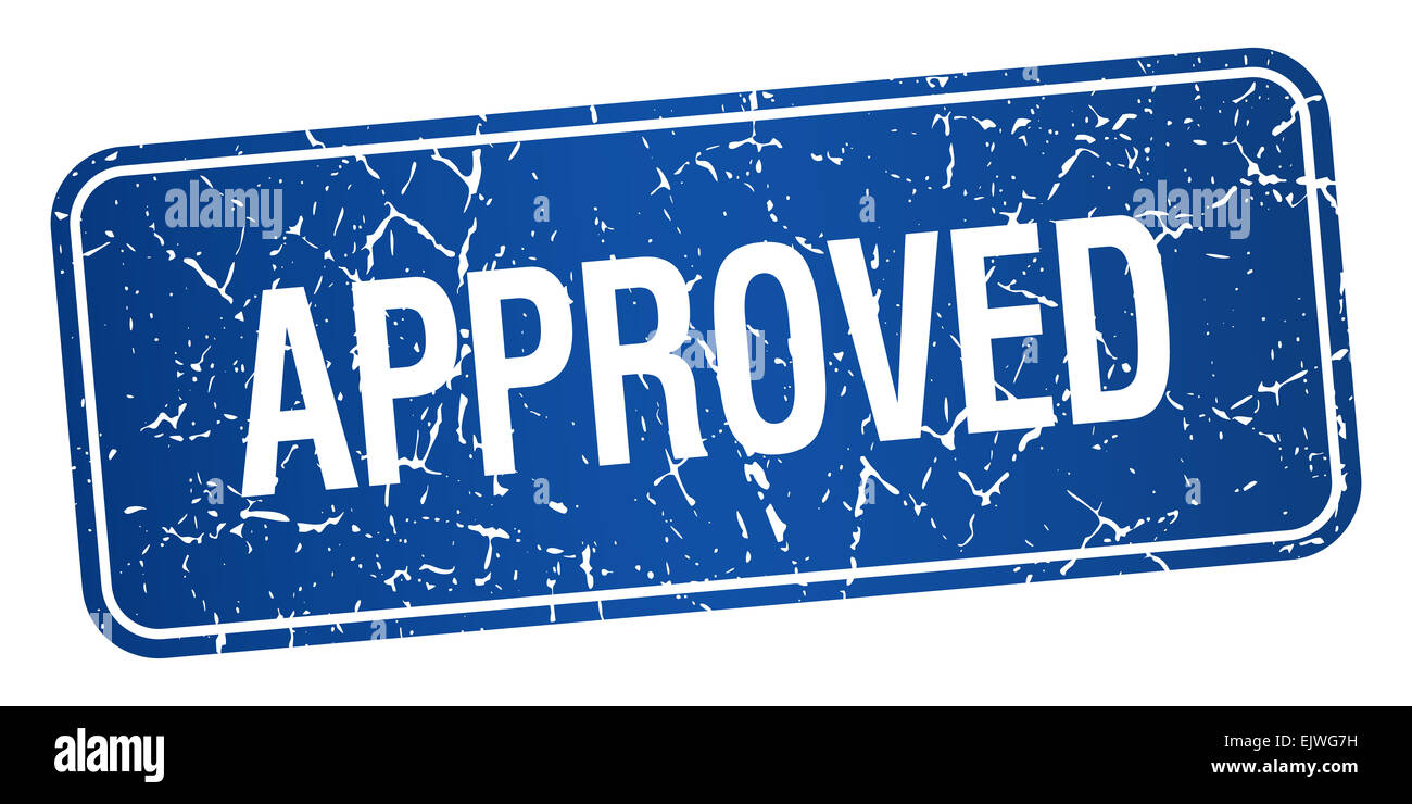 approved blue square grunge textured isolated stamp Stock Photo - Alamy