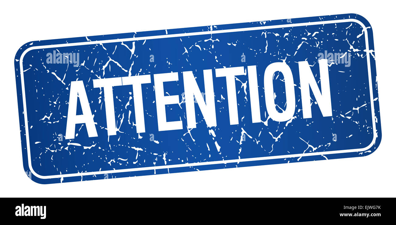 attention blue square grunge textured isolated stamp Stock Photo - Alamy