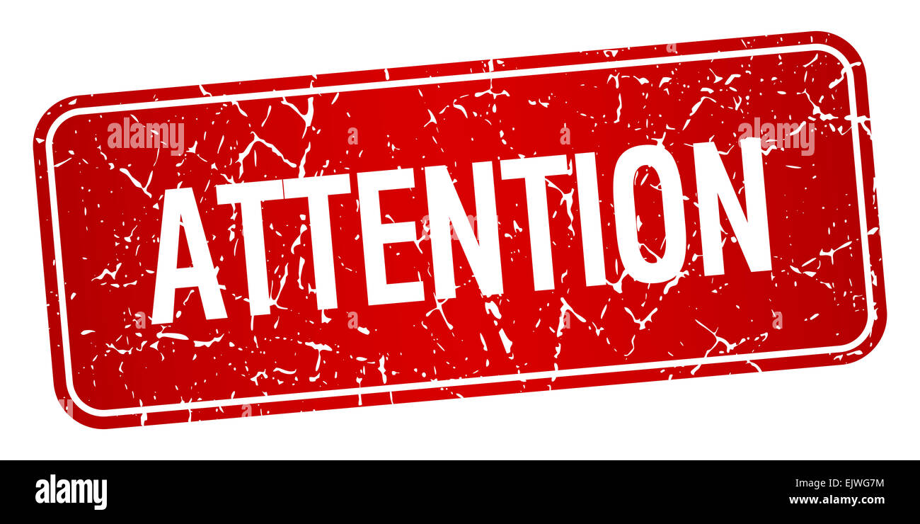 attention red square grunge textured isolated stamp Stock Photo - Alamy