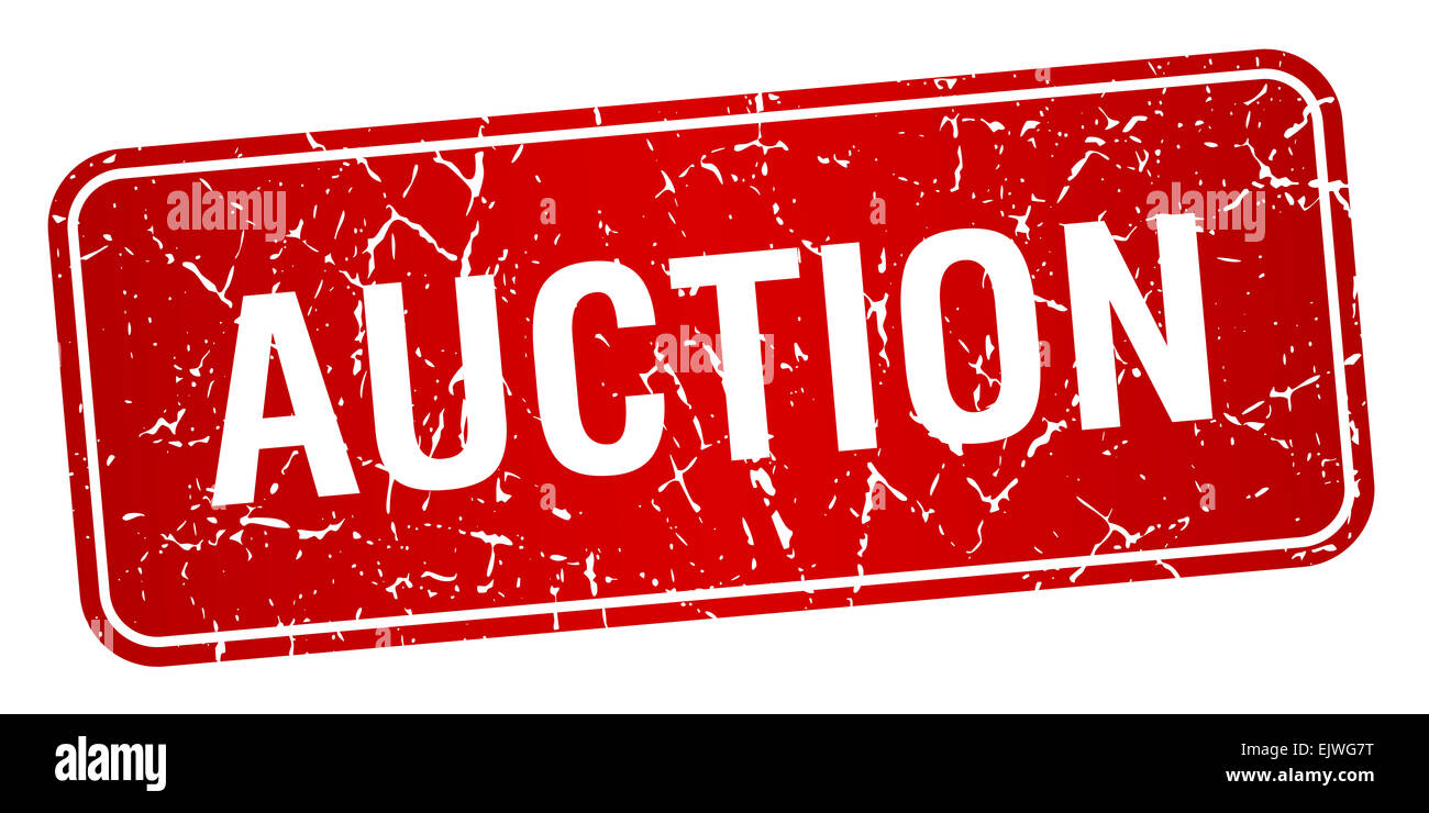 auction red square grunge textured isolated stamp Stock Photo - Alamy