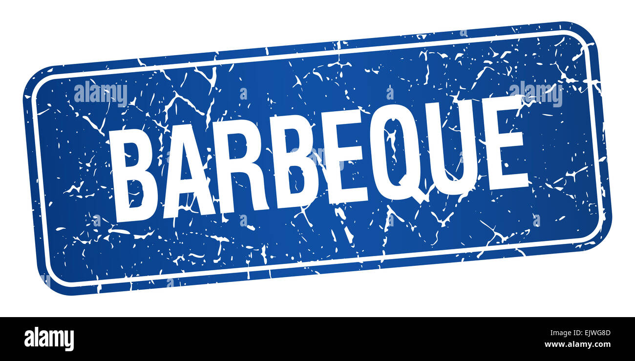 barbeque blue square grunge textured isolated stamp Stock Photo - Alamy