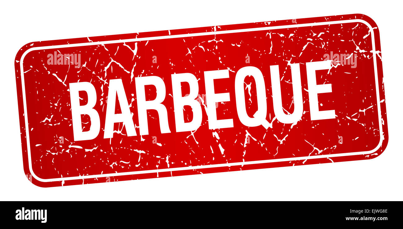 barbeque red square grunge textured isolated stamp Stock Photo - Alamy