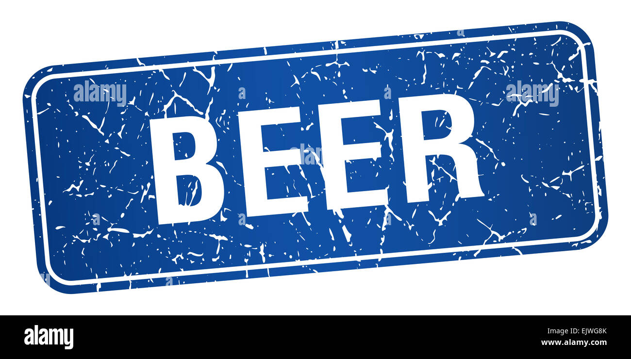 beer blue square grunge textured isolated stamp Stock Photo - Alamy