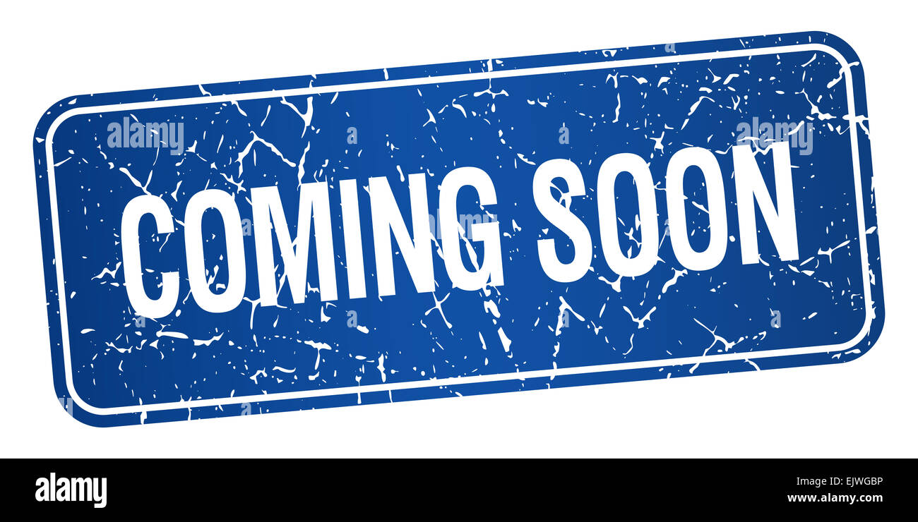 coming soon blue square grunge textured isolated stamp Stock Photo - Alamy