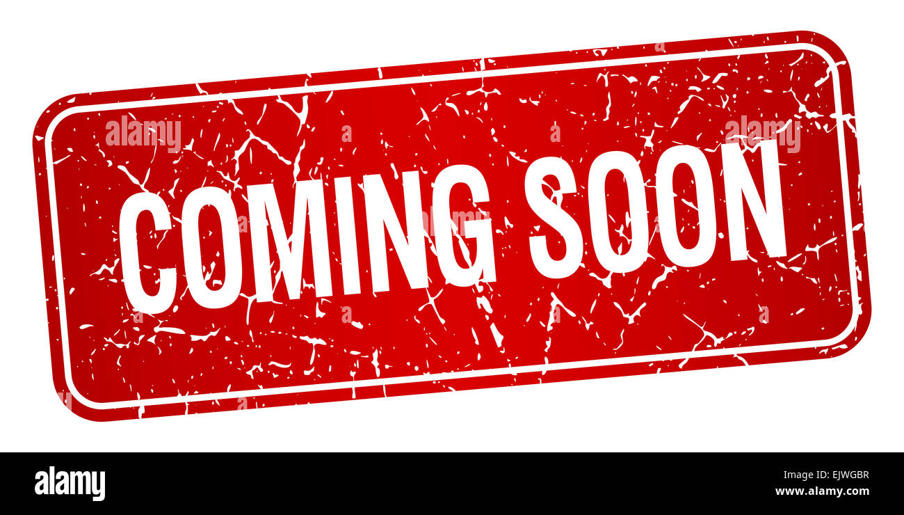coming soon red square grunge textured isolated stamp Stock Photo - Alamy