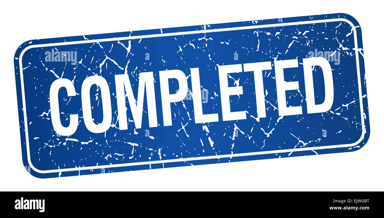 completed blue square grunge textured isolated stamp Stock Photo - Alamy