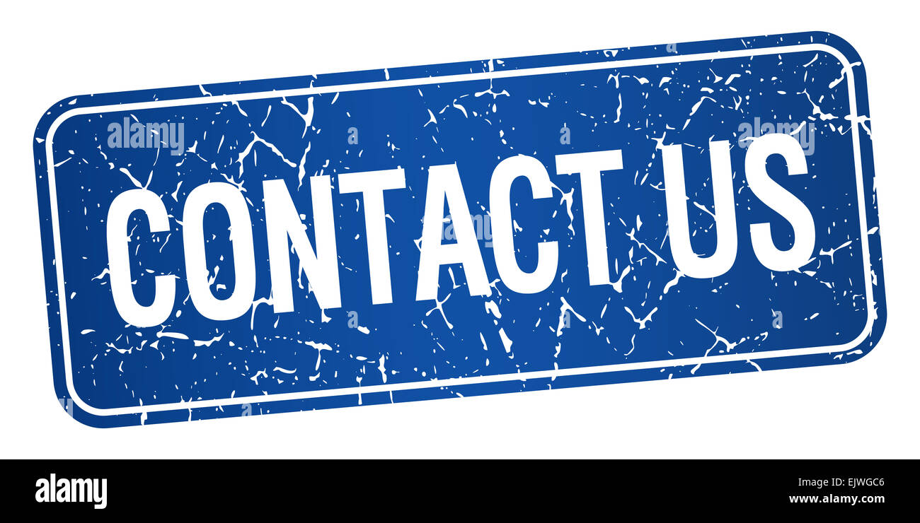contact us blue square grunge textured isolated stamp Stock Photo - Alamy