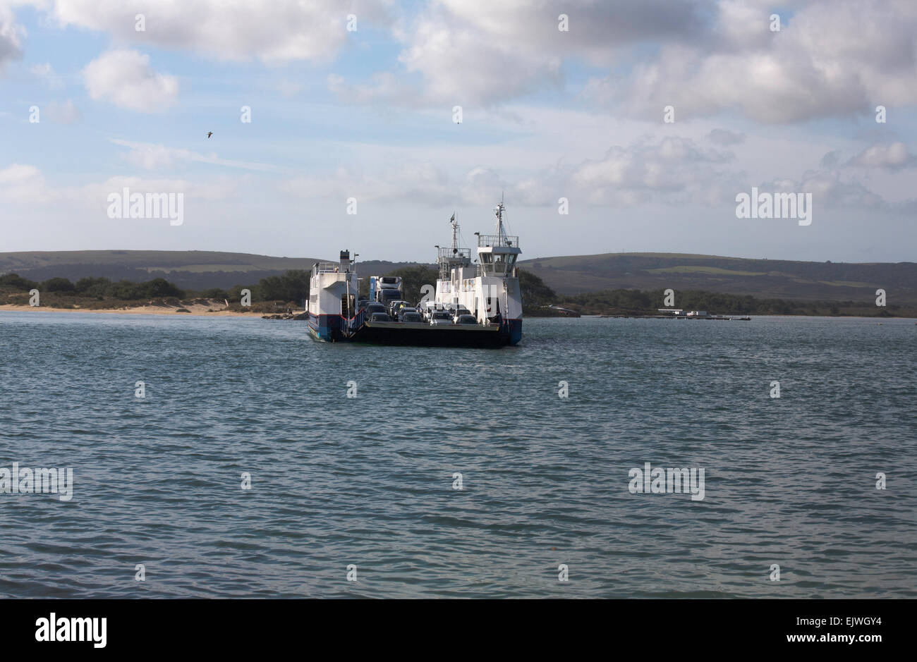 The chain ferry boat Bramble Bush Bay sailing between Sandbanks and ...