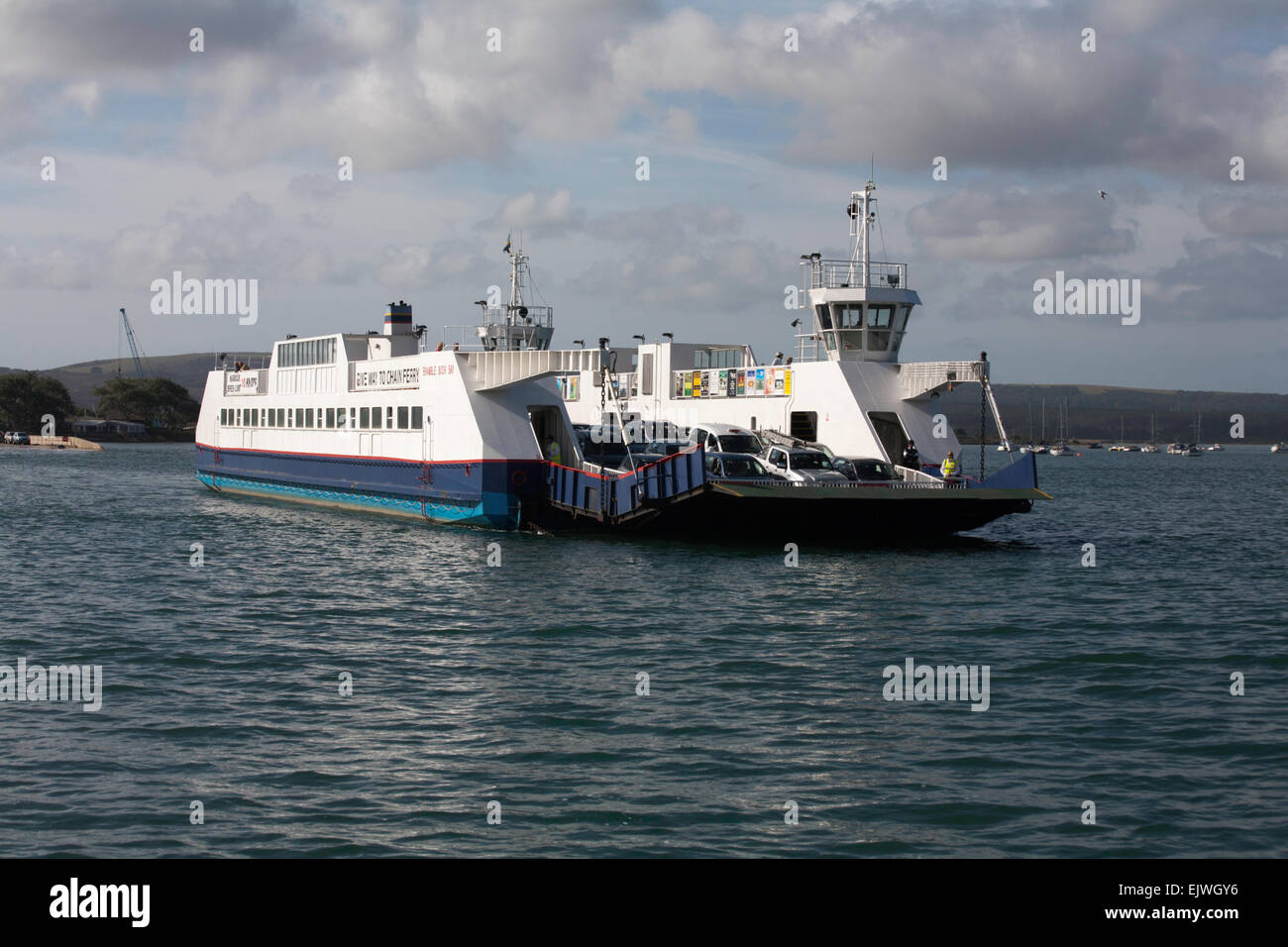 The chain ferry boat Bramble Bush Bay sailing between Sandbanks and ...