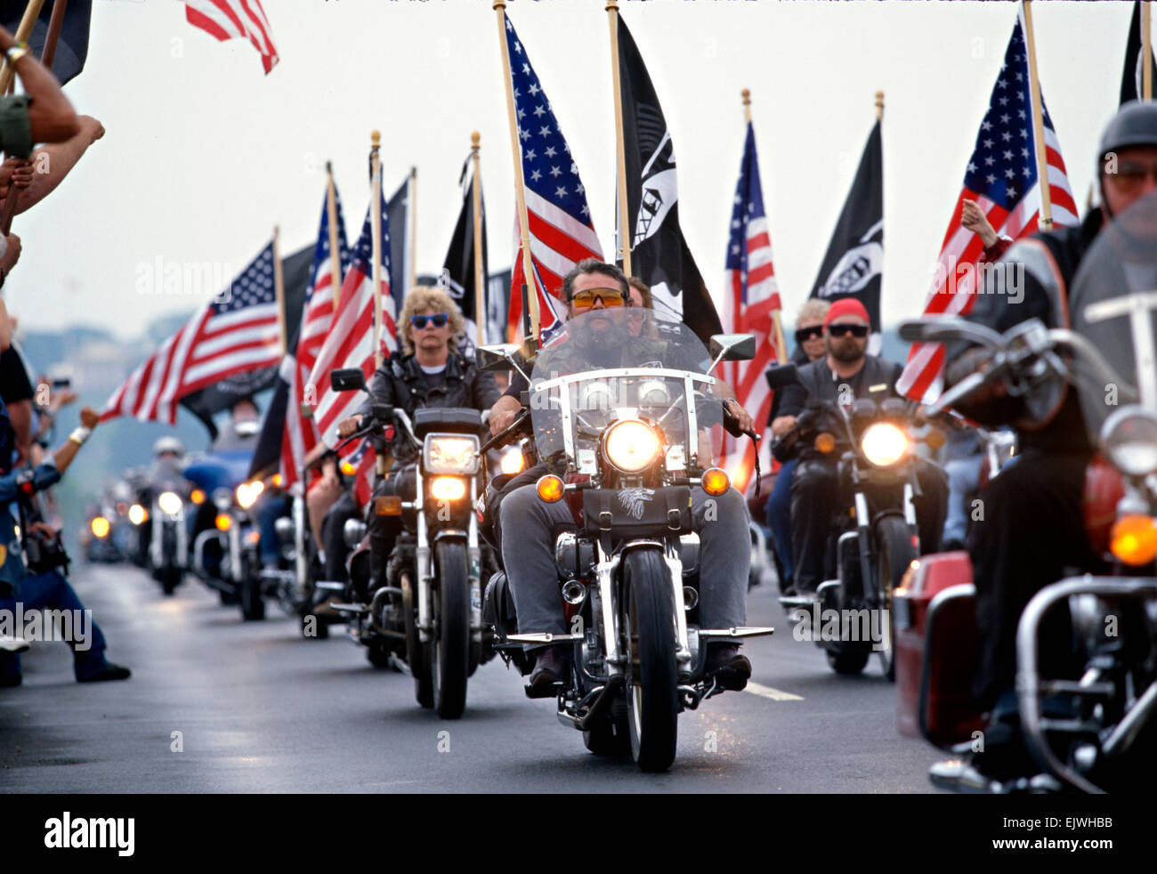 Procession of motorcyclists in honor of Vietnam Veterans during ...