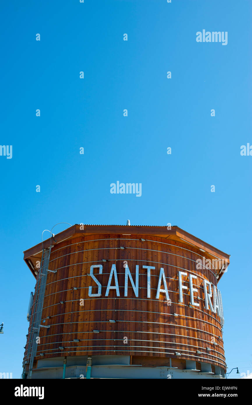 USA New Mexico NM Santa Fe Railway water tower at the railyard Stock ...