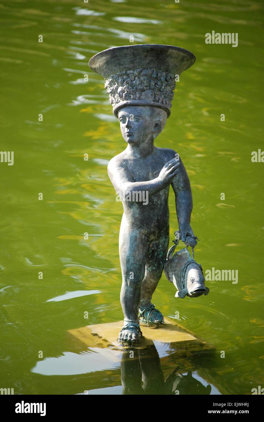 Statue of a boy carrying a fish, Boboli Gardens Sculpture Park ...