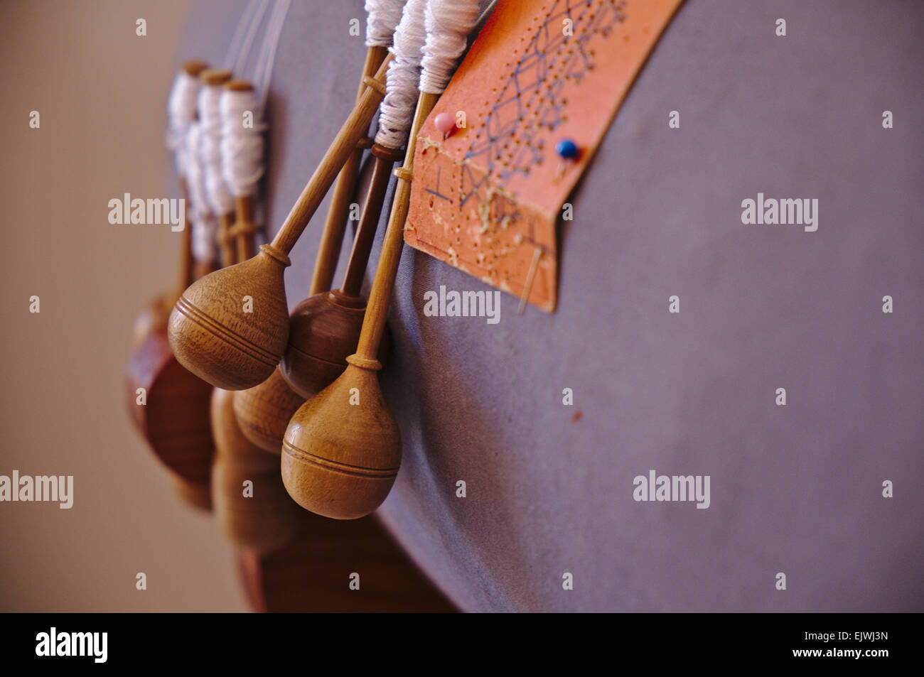 wooden knitting tools Stock Photo - Alamy