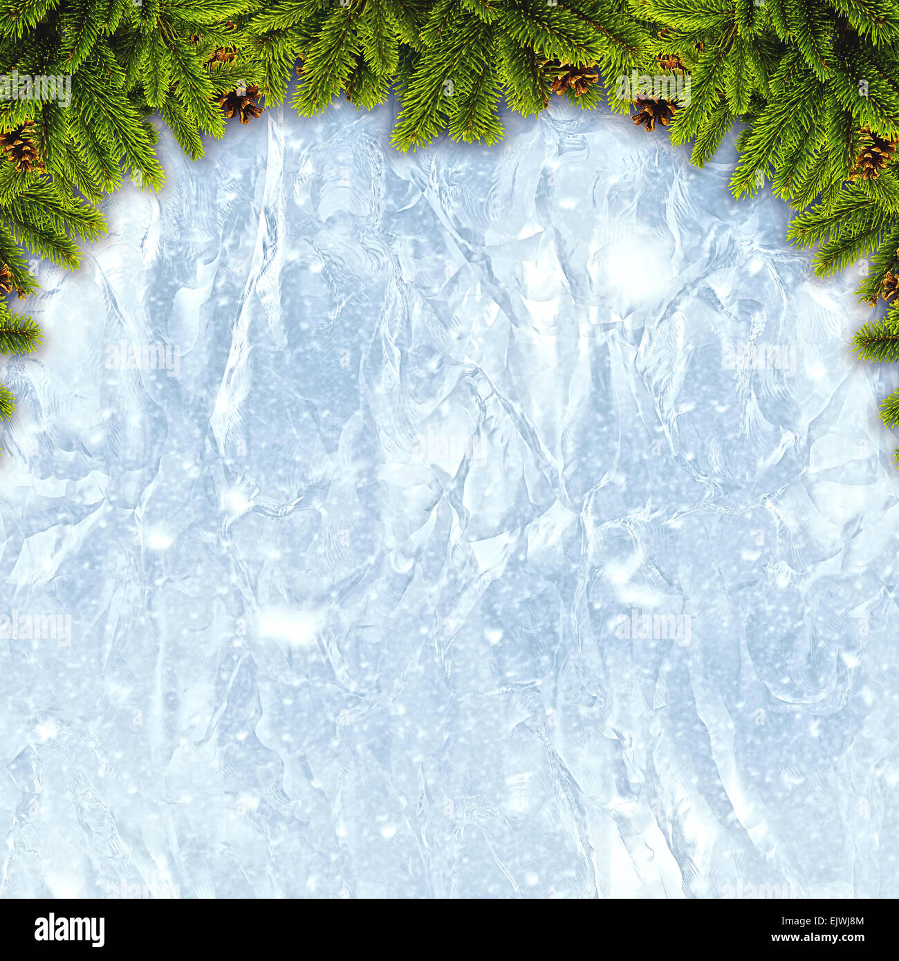 Abstract christmas backgrounds with xmas decorations over iced texture ...