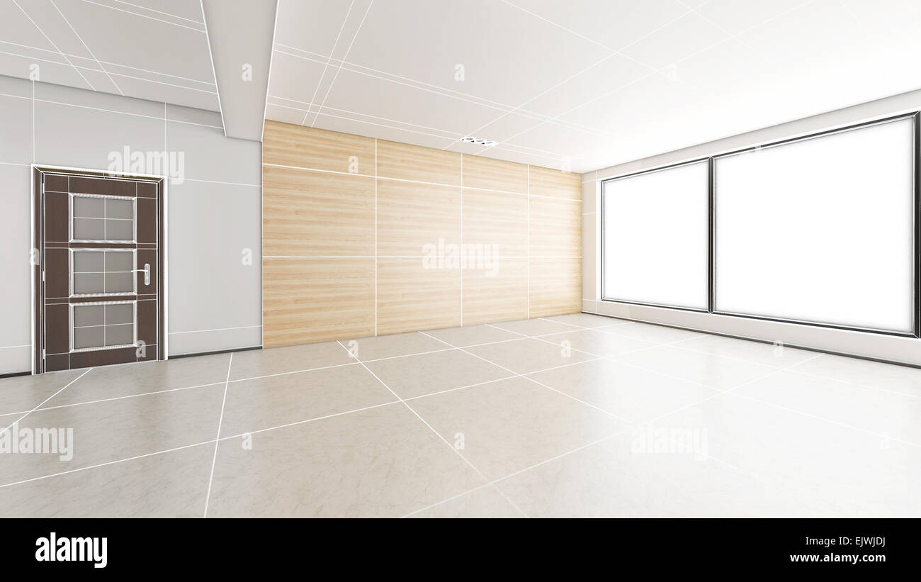 Interior rendering of an empty room with textures Stock Photo - Alamy