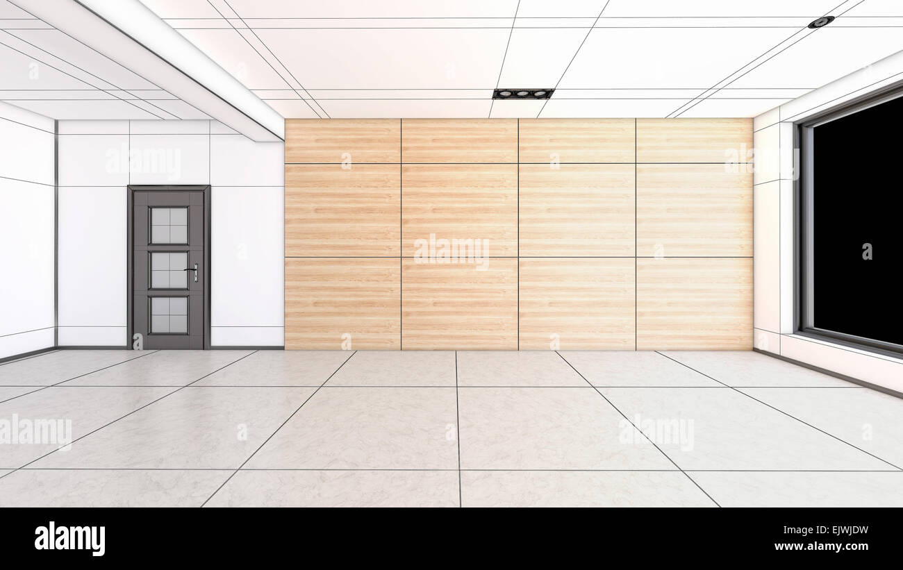 Interior rendering of an empty room with textures Stock Photo - Alamy