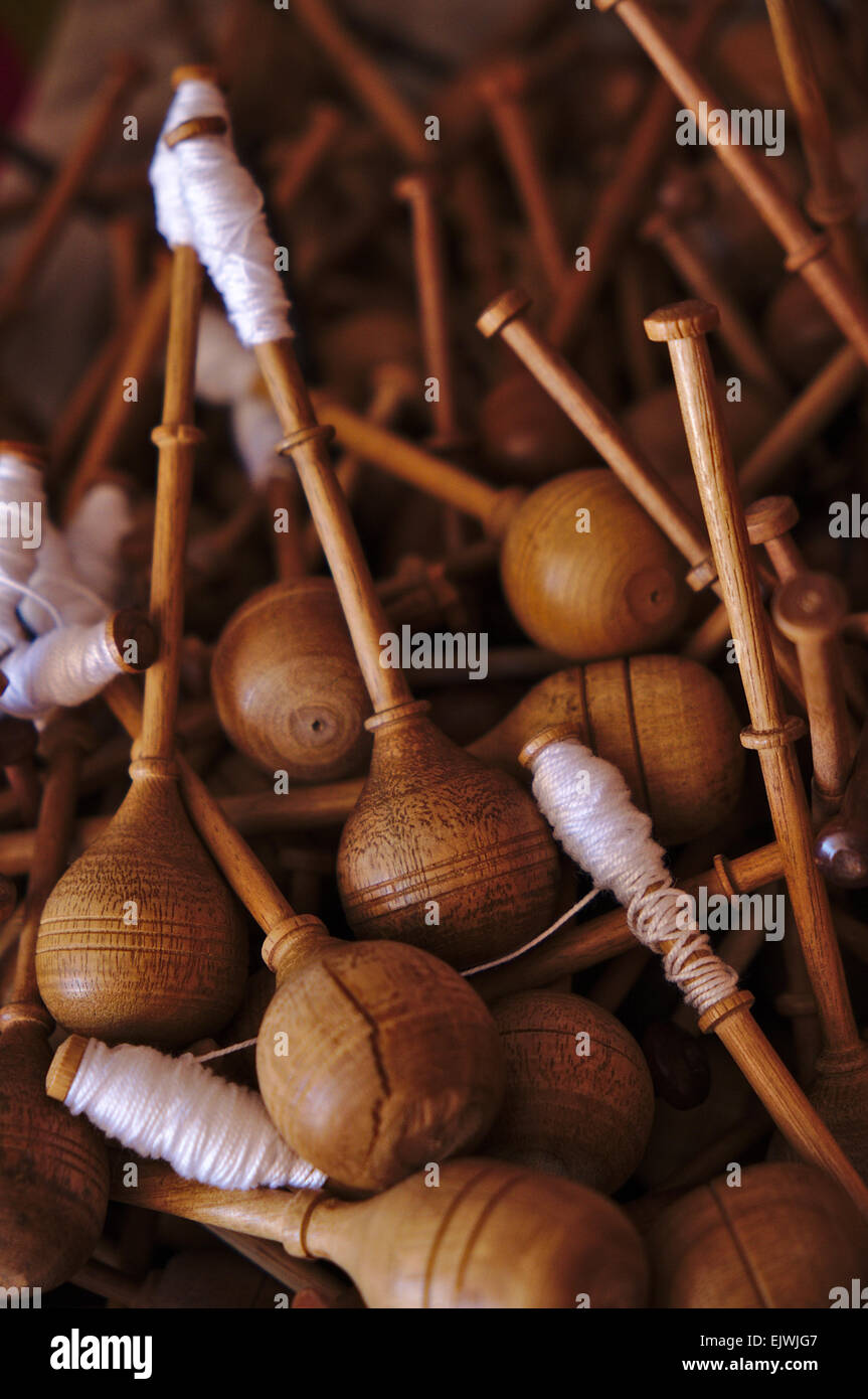wooden knitting tools Stock Photo - Alamy