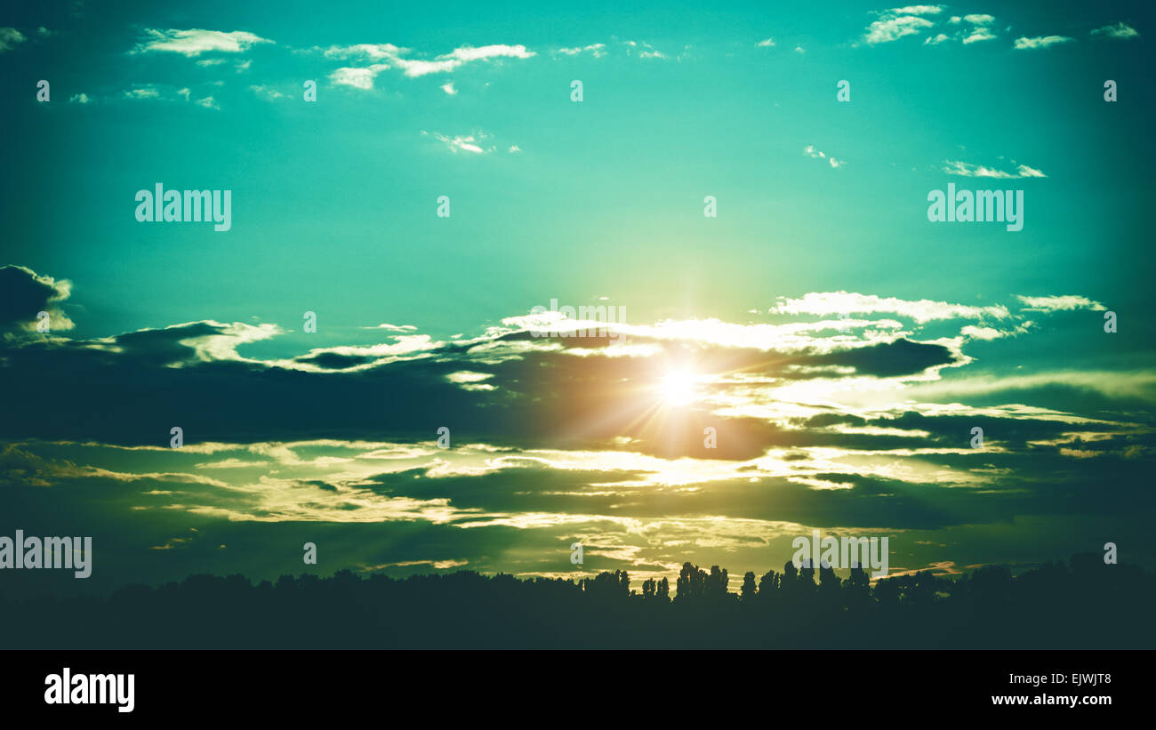 Summer sunset, abstract lomo 16x9 landscape Stock Photo - Alamy