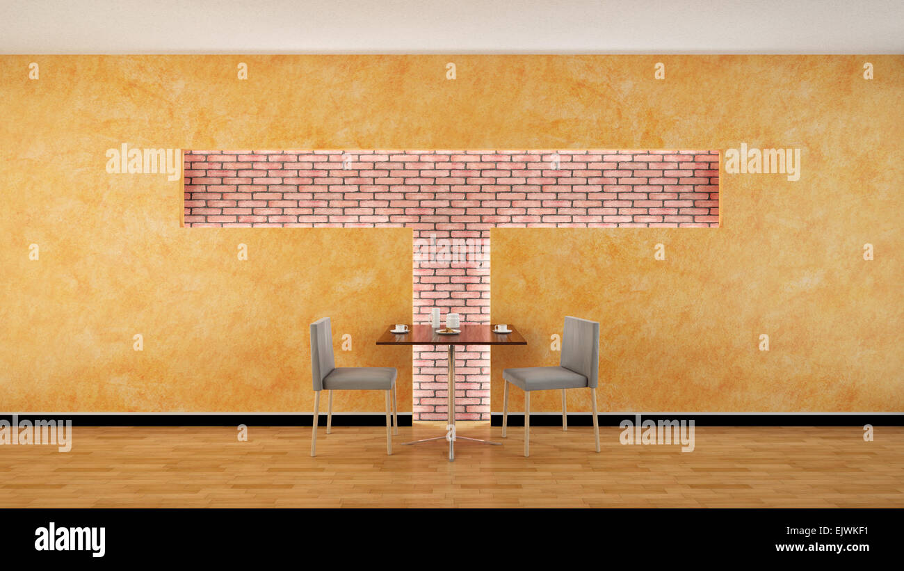 Interior rendering bar one table hi-res stock photography and images ...