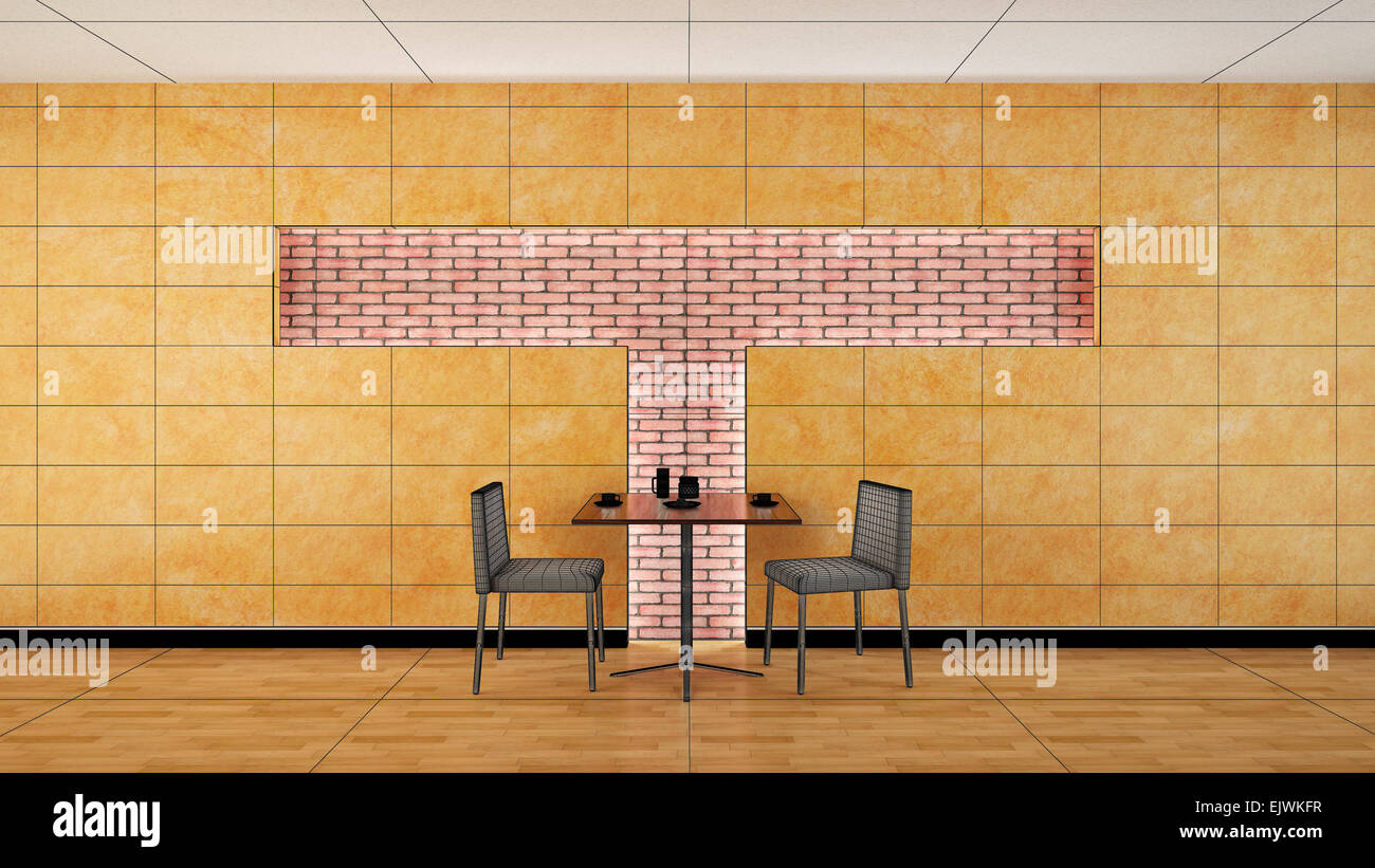 Interior rendering bar one table hi-res stock photography and images ...