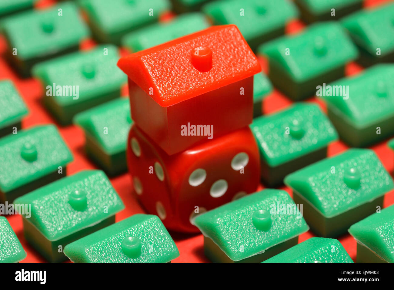monopoly hotel on dice, property investment gamble concept Stock Photo ...