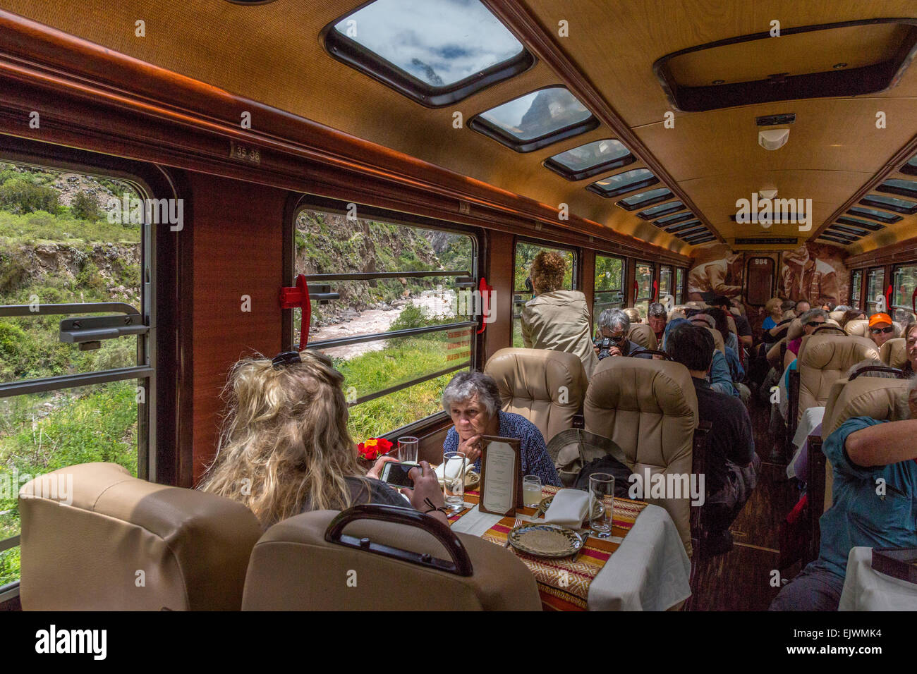 Peru, Machu Picchu. Passengers, Executive Class Inca Rail Train from ...