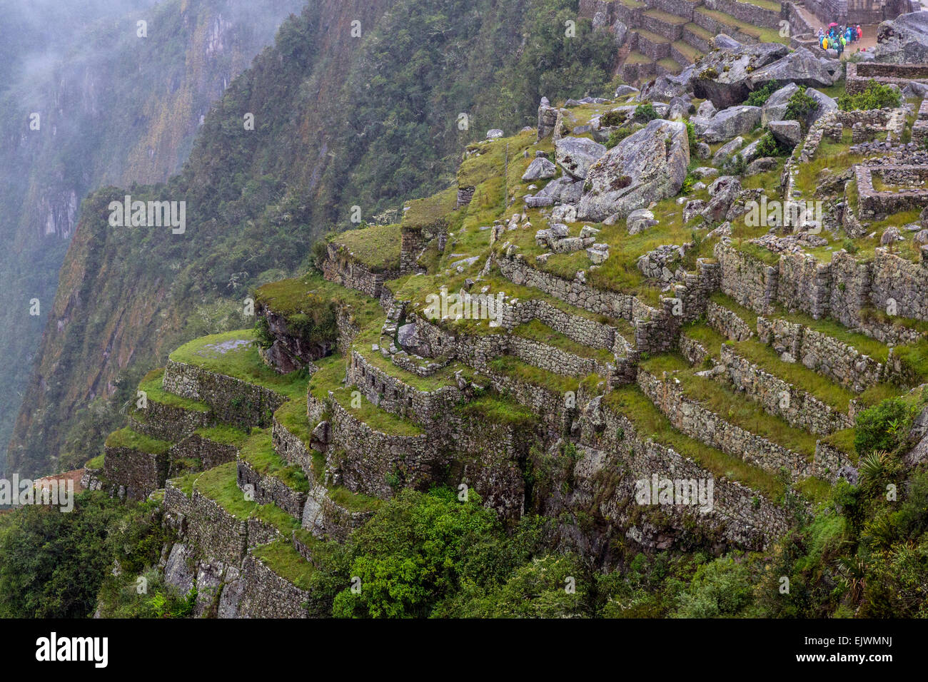 Peru, Machu Picchu. Rock Quarry and Terraced Hillside Stock Photo - Alamy