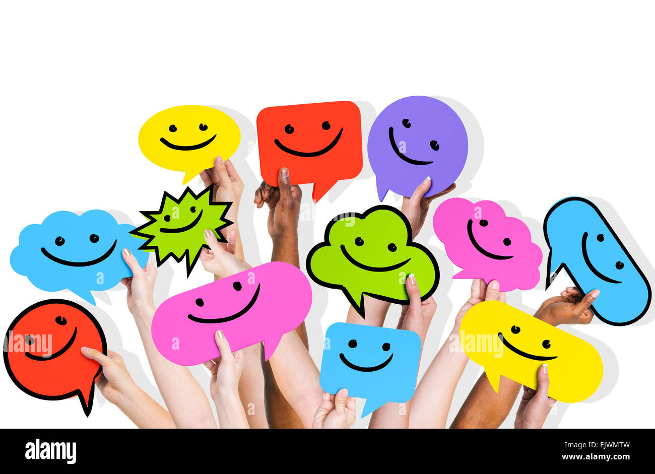 Hands holding smiley faces icons Stock Photo - Alamy