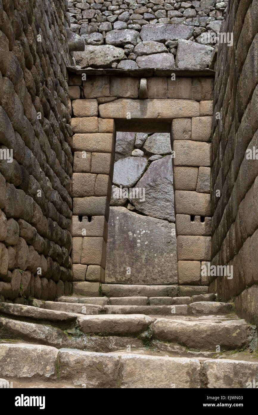 Peru, Machu Picchu. Trapezoidal Doorway, Ring at Top, Holes on Either ...