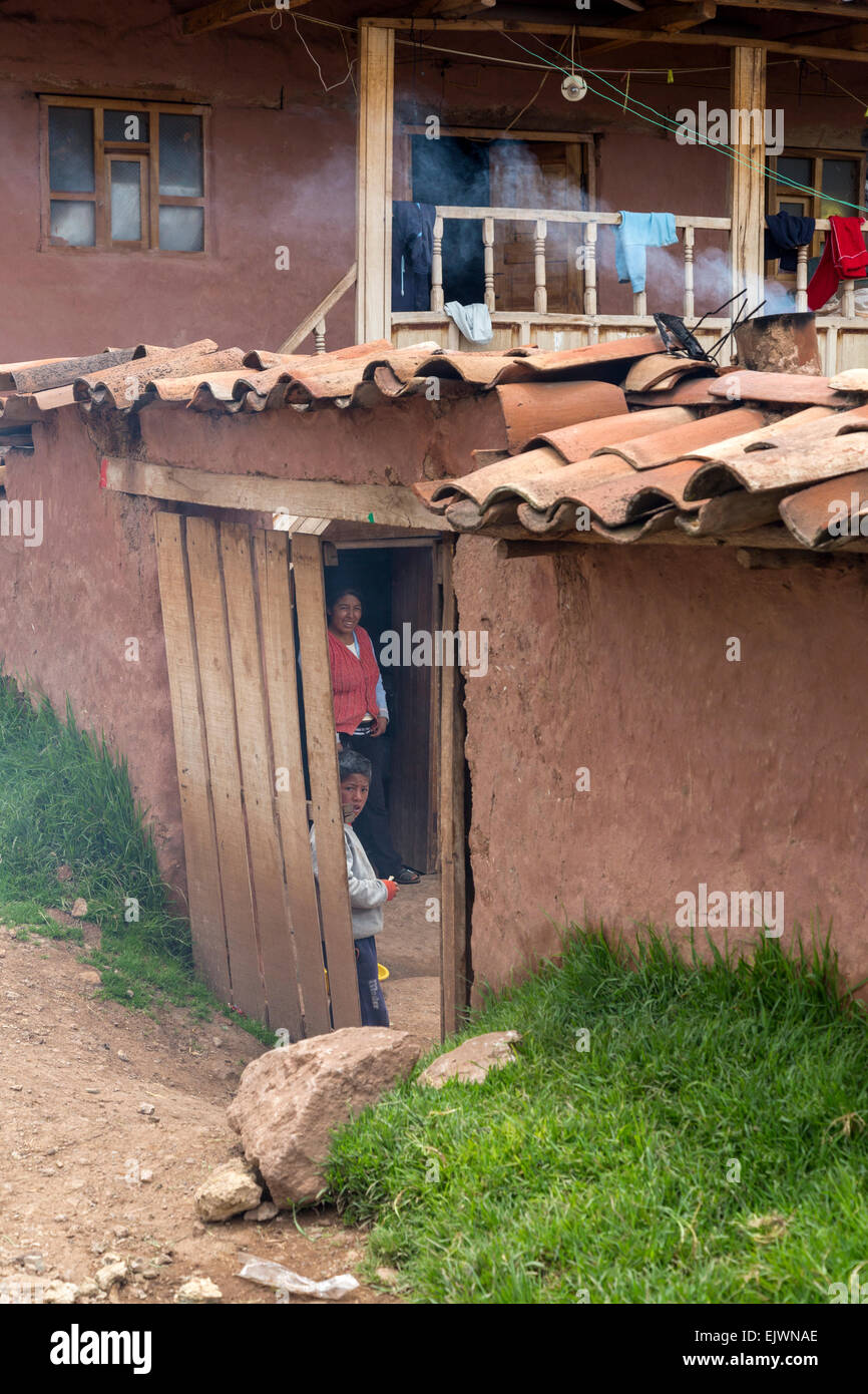 Peru, Misminay Village, Urubamba Valley. Looking into a Quechua Family ...