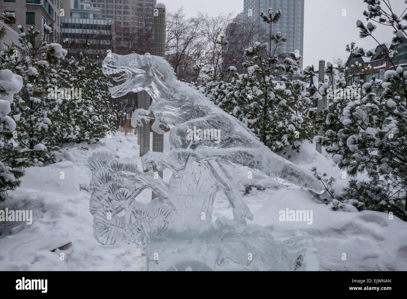 dinosaur ice sculpture Stock Photo - Alamy