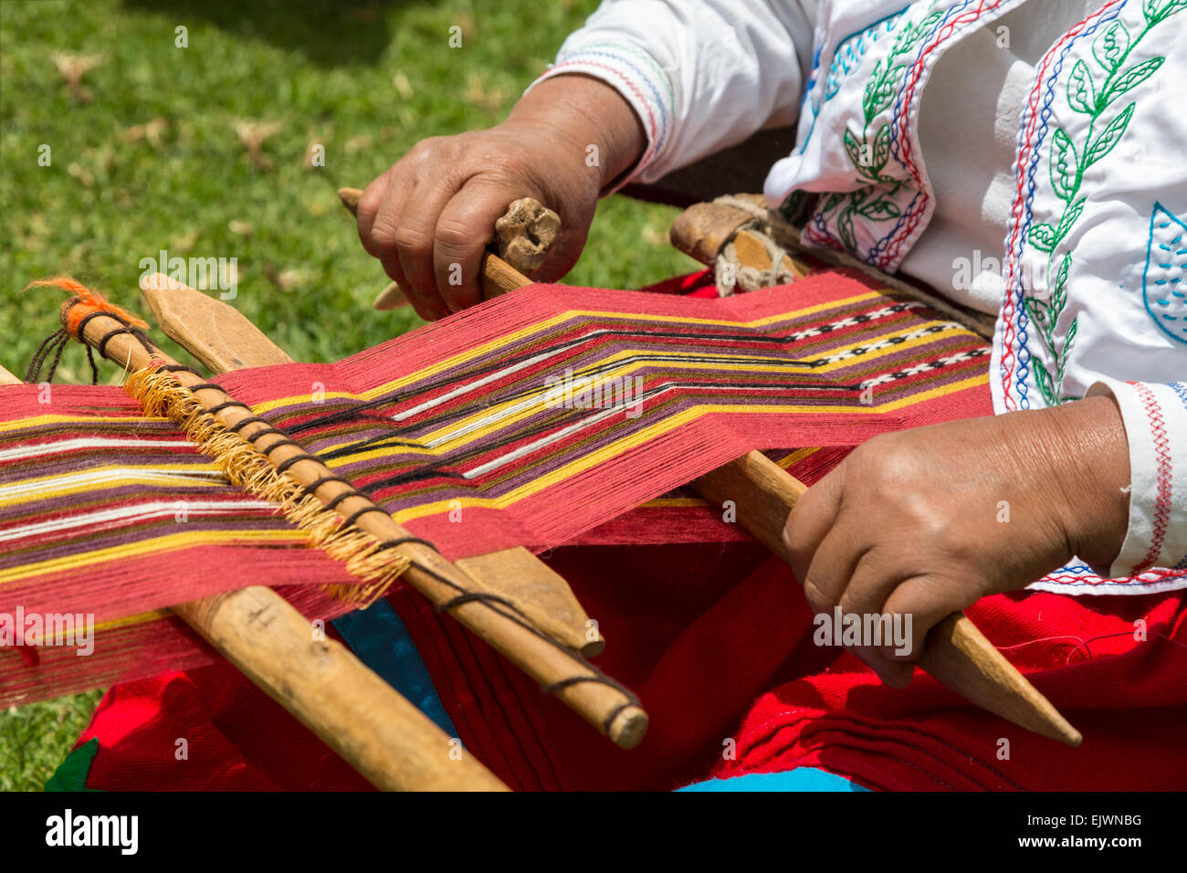 Peru, Urubamba Valley, Quechua Village of Misminay. Woman Weaving ...