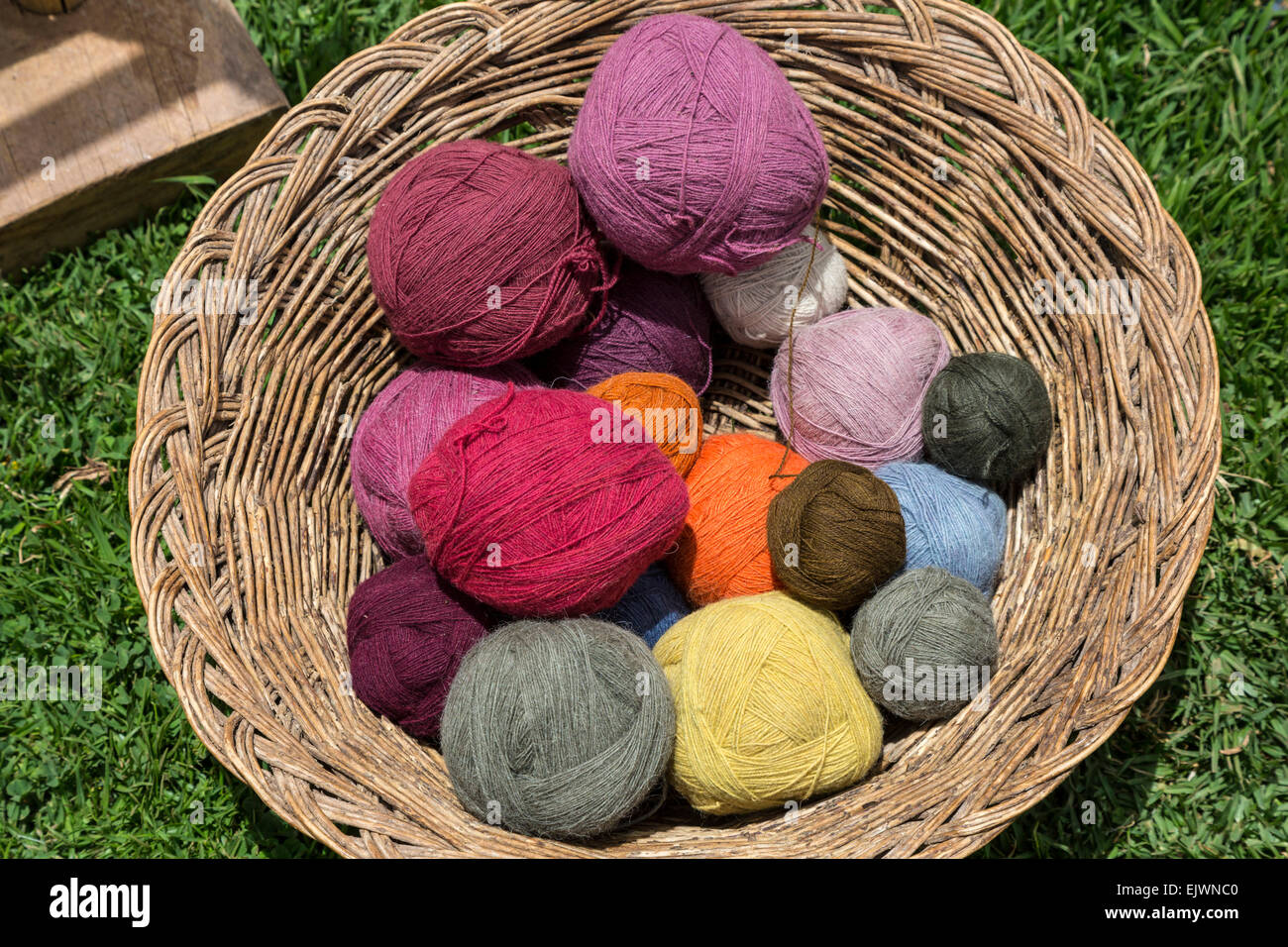 Peru, Urubamba Valley, Quechua Village of Misminay. Colored Yarn used ...