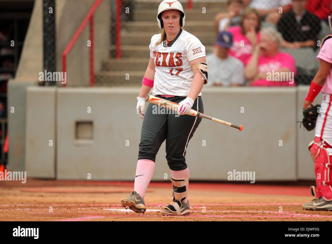 Houston, TX, USA. 01st Apr, 2015. Texas catcher Erin Shireman #17 gets ...