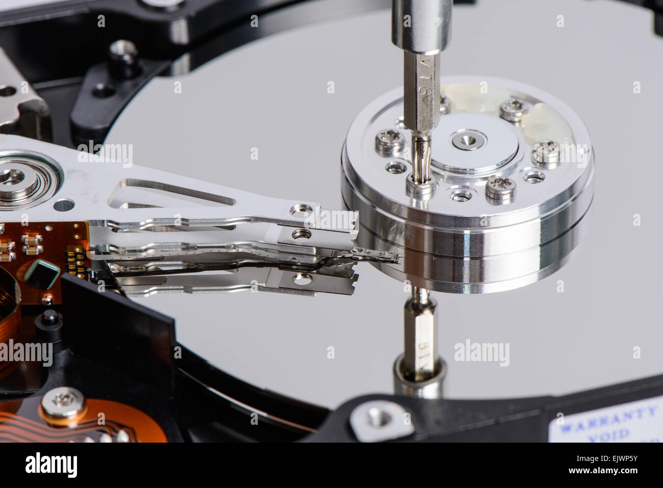 Disassemble Hard disk drive with star shape screw driver. The driver ...