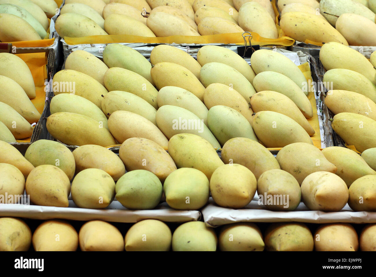 Pile of mango on market tray Stock Photo - Alamy