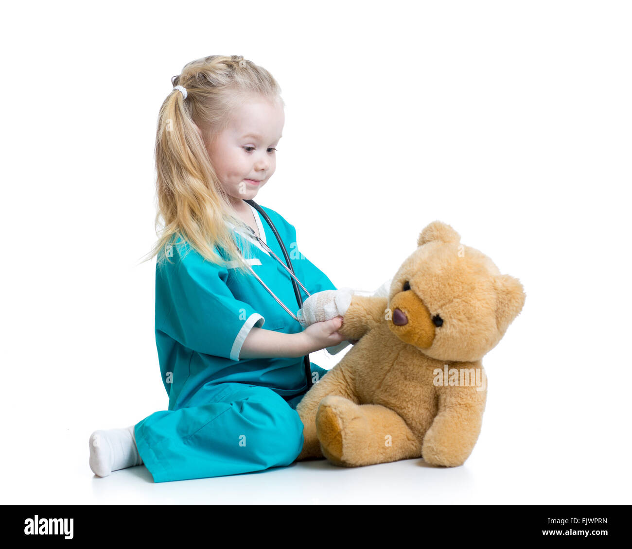 child girl playing doctor Stock Photo - Alamy