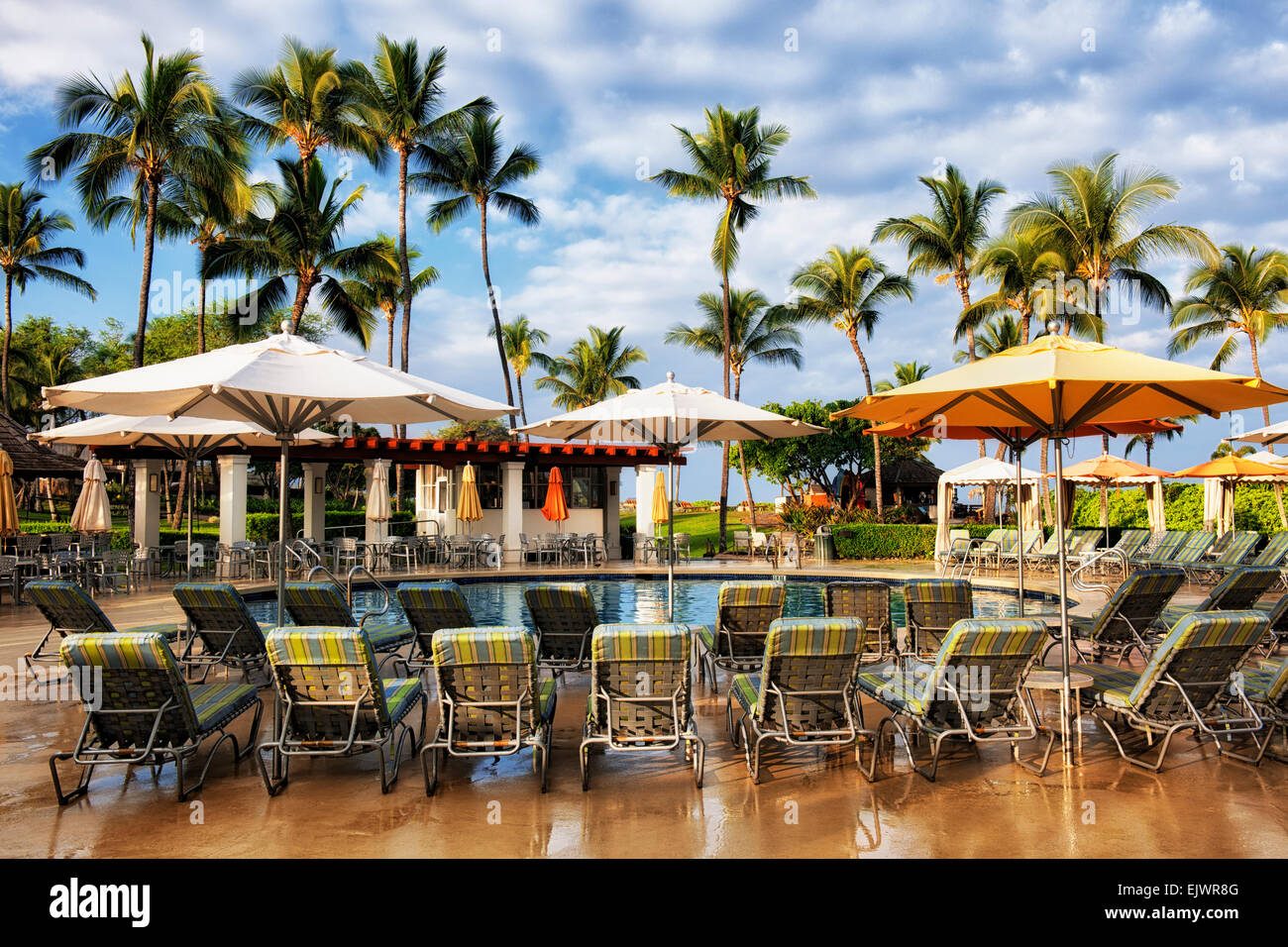 Early morning paradise at this resort swimming pool on Hawaii’s island ...