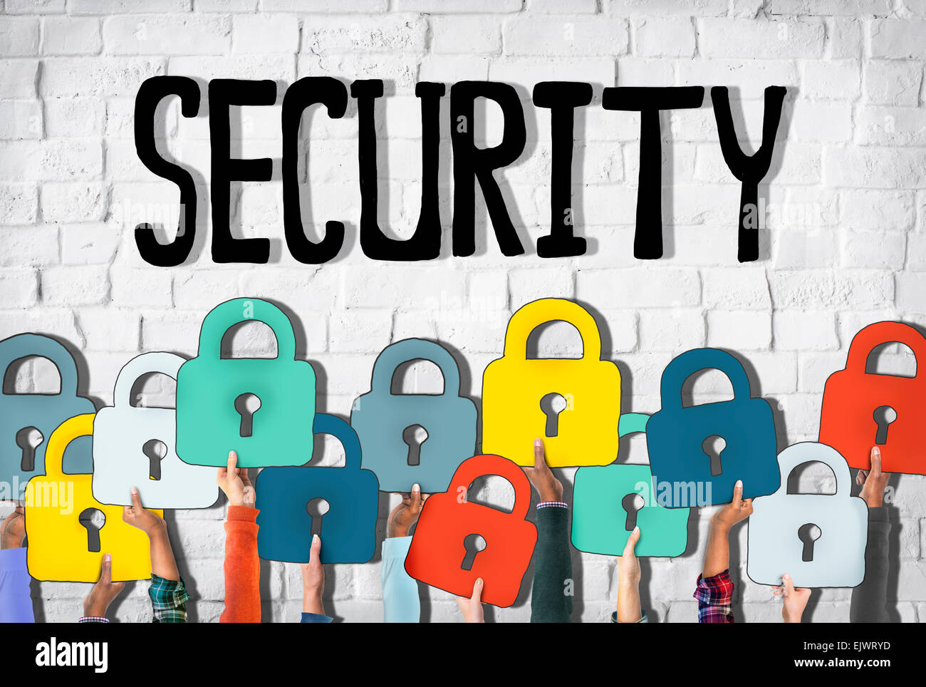 Group of Hands Holding Padlock Symbols Stock Photo - Alamy