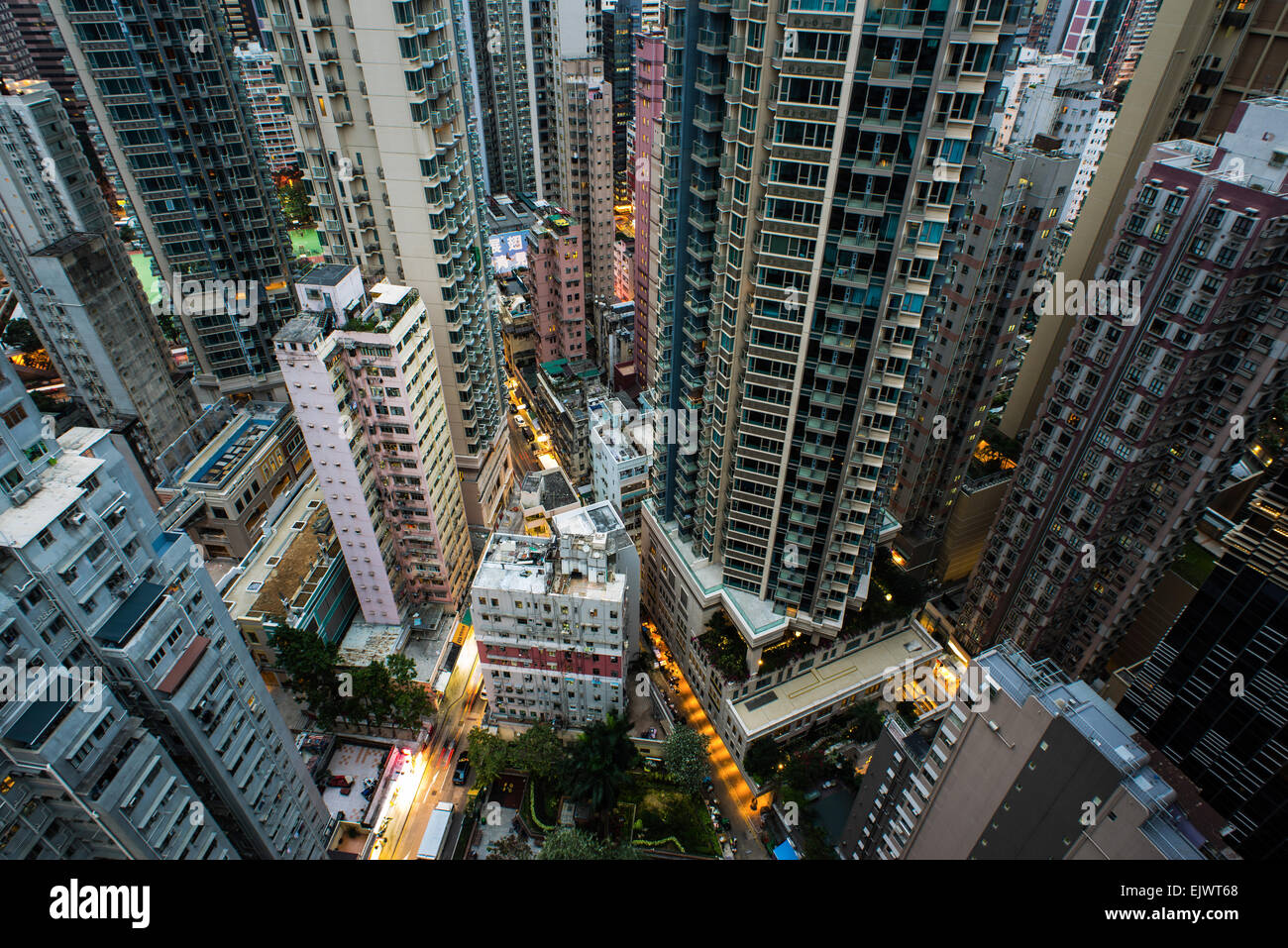 From rooftop of 32 floor building looking down on Wan Chai Hong Kong ...